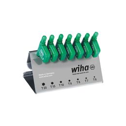 Stiftschl&uuml;ssel mit F&auml;hnchengriff Set TX 7-tlg. schwarzoxidiert im Werkbankst&auml;nder (25625) ; wiha)