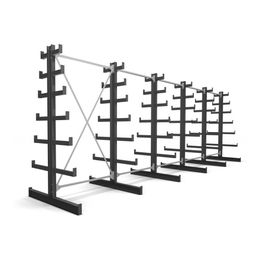 STIER Kragarmregal doppelseitig 5 Felder mit 6 absteigenden Ebenen 6500x2000x500mm (904494)