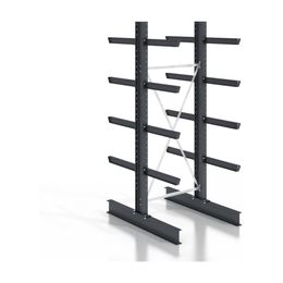 STIER Kragarmregal schraubbar doppelseitig 1 Feld mit 4 Ebenen 1280x3150x800mm (906932)