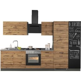 K&uuml;chenzeile KOCHSTATION "KS-Trier", grau (k&uuml;che: grau, korpus: grafit, arbeitsplatte: anthrazit), B:320cm T:60cm, Komplettk&uuml;chen-Sets, K&uuml;chenzeile, ohne E-Ger&auml;te, Breite 320 cm