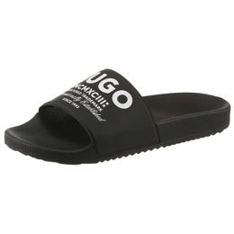 Badepantolette HUGO BLUE, Herren, Gr. 43, schwarz, Synthetik, Schuhe, Sommerschuh, Badelatschen, Pantolette, Strandschuh mit Logoschriftzug