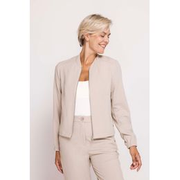 Jackenblazer Zhrill "ZHDALS Blazer Bomberstyle", Damen, Gr. M, gr&uuml;n, Web, Obermaterial: 60% Polyester, 28% Viskose, 8% sonstige Fasern, 4% Elasthan, unifarben, gerade h&uuml;ftbedeckend, Rundhals, elastischer Bund, Blazer, Blouson mit Rei&szlig;verschluss
