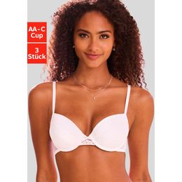Push-up-BH Petite Fleur, Damen, Gr. 70, Cup AA, 2x wei&szlig;, 1x schwarz, Spitze, Obermaterial: 60% Polyamid, 35% Polyester, 5% Elasthan, BHs Push-up-BH, B&uuml;gel, mit Spitze