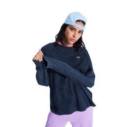Longpullover Roxy "Eastside Midweight", Damen, Gr. L, blau (anthrazit), Obermaterial: 60% Baumwolle, 40% Polyester., Pullover Longpullover