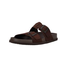 Pantolette Geox "Geox Pantoletten Leder", Herren, Gr. 44, dunkelbraun, Leder, Schuhe Pantolette