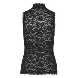 Spitzentop rosemunde "Delicia lace top", Damen, Gr. XS, schwarz, Obermaterial: 50% Baumwolle, 48% Polyamid, 2% Elasthan, Tops Spitzentop, aus elastischer Baumwollspitze mit Stehkragen und Knopfleiste