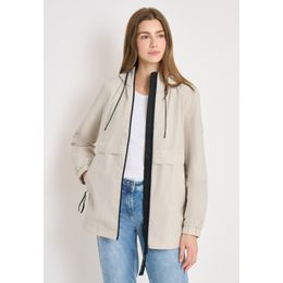 Kurzjacke Cecil, Damen, Gr. XS (36), dust beige, Stoff, Obermaterial: 100% Polyester; Futter: 100% Polyester, unifarben, comfort fit normal, ohne Ausschnitt, elastischer Bund, Jacken Kurzjacke, mit Kapuze