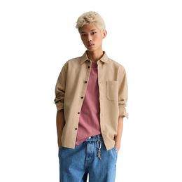 Marc O'Polo Langarmhemd MARC O'POLO DENIM "mit feiner Struktur", Herren, Gr. L, Normalgr&ouml;&szlig;en, frosty sand, Obermaterial: 100% Baumwolle, unifarben, regular fit normal, Manschette, Hemden
