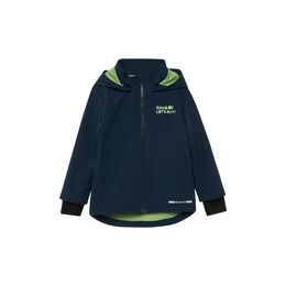 Softshelljacke s.Oliver JUNIOR, Jungen, Gr. 122, blau, Web, Obermaterial: 100% Polyester, bedruckt, unifarben, normal h&uuml;ftbedeckend, Rundhals, elastischer Bund, Jacken Softshelljacke, mit Kapuze