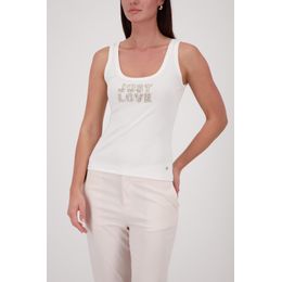 Tanktop monari "Top Just Love", Damen, Gr. 46, off, wei&szlig;, Tops Tanktop, Regular fit mit Schmuck