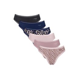 Slip Sloggi "Slip GO Crush High leg C6P 6er Pack", Damen, Gr. L, bunt (blau, rosa), Obermaterial: 95% Baumwolle CO. 5% Elasthan EL., Unterhosen Slip