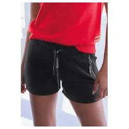 Sweatshorts BENCH. LOUNGEWEAR, Damen, Gr. 32/34, N-Gr, schwarz, Sweatware, Obermaterial: 60% Baumwolle, 40% Polyester, unifarben, bequem kurz, Hosen Sweatshorts, mit seitlichen Schlitz und Rei&szlig;verschlusstaschen, Loungewear