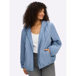 sheego Gro&szlig;e Gr&ouml;&szlig;en Blouson mit Kapuze und Gummibund, bleu, Gr&ouml;&szlig;e 56 - Damen