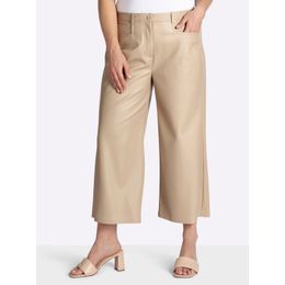 sheego Damen Lederimitathose in 7/8-L&auml;nge, beige, Gr&ouml;&szlig;e 56