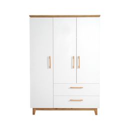 Roba &raquo;Finn&laquo; 3-t&uuml;riger Kleiderschrank - 134,5x55x200cm - wei&szlig; - Holz / Buchenholz / Holz