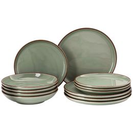 Rosenthal Kombiservice Profi Casual Moos, Olivgr&uuml;n, Keramik, 12-teilig, lebensmittelecht, stapelbar, Essen & Trinken, Geschirr, Geschirr-Sets, Kombiservice