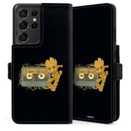 DeinDesign Galaxy S21 Ultra 5G Handy Klapph&uuml;lle Handyh&uuml;lle aus Kunst Leder schwarz Flip Case Guardians Of The Galaxy Groot Marvel Sideflip mit Lasche