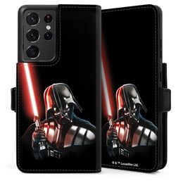 DeinDesign Galaxy S21 Ultra 5G Handy Klapph&uuml;lle Handyh&uuml;lle aus Kunst Leder schwarz Flip Case Merchandise Darth Vader Star Wars Sideflip mit Lasche