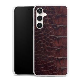 DeinDesign Galaxy S23 FE Handy Slim Case Silikon Handyh&uuml;lle transparent H&uuml;lle extra d&uuml;nn Leather Crocodile Animal Print Silikon Slim Case
