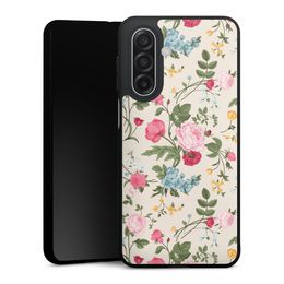 DeinDesign Galaxy A17 5G Handy Premium Silikon H&uuml;lle Handyh&uuml;lle schwarz Case Flowers Ornament Vintage Silikon Premium Case