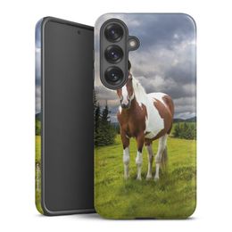 DeinDesign Galaxy S25+ Handy Panzer Handyh&uuml;lle robuste Outdoor H&uuml;lle Schutzh&uuml;lle gl&auml;nzend Nature Meadow Horse Tough Case