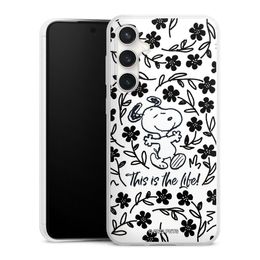 DeinDesign Galaxy S23 FE Handy Slim Case Silikon Handyh&uuml;lle transparent H&uuml;lle extra d&uuml;nn Peanuts Flowers Snoopy Silikon Slim Case