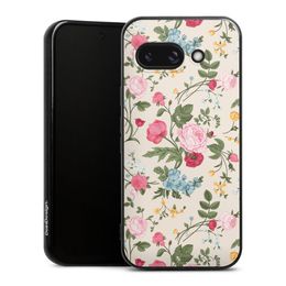 DeinDesign Google Pixel 9a Handy Silikon H&uuml;lle Case schwarz Handyh&uuml;lle Flowers Ornament Vintage