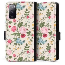 DeinDesign Galaxy S20 Handy Klapph&uuml;lle Handyh&uuml;lle aus Kunst Leder schwarz Flip Case Vintage Ornament Flowers Sideflip mit Lasche