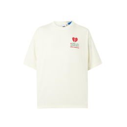 adidas originals T-Shirt 'V-Day Heart Broken Cat' Herren Gr&ouml;&szlig;e M sand / grasgr&uuml;n / blutrot / wei&szlig;