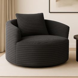 Sessel MCW-P18, Loungesessel Relaxsessel Polstersessel Cocktailsessel, Stoff/Textil Cord (370g/m&sup2;) ~ dunkelgrau