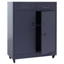 Aktenschrank MCW-O89, Stahlschrank B&uuml;roschrank, Rollen T&uuml;ren Schubladen abschlie&szlig;bar Metall 116x90x40cm ~ dunkelgrau