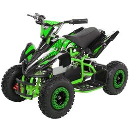 Actionbikes Motors Kinderquad Racer 1000, Pocket-Quad mit 1000 Watt Elektromotor, 3 Batterien, Sto&szlig;d&auml;mpfer, bis 24 km/h (Schwarz/Gr&uuml;n)
