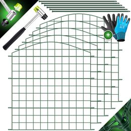 Kesser&reg; Teichzaun Gartenzaun Steckzaun Komplettset Metall Zaunelemente Inkl. Hammer + Befestigungsst&auml;ben, Zaun zum stecken f&uuml;r Garten, Oberbogen Rund Gitterzaun Set Freigehege f&uuml;r Hunde