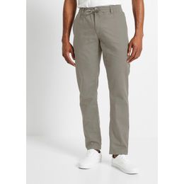bonprix Regular Fit Chinohose aus luftigem Leinen-Mix Straight, grau, Gr.58, Sch&ouml;ne Leinenmix-Hose mit Bindeband und einem kleinen Label hinten, maschinenwaschbar, aus Leinen