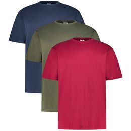 Gro&szlig;e Gr&ouml;&szlig;en Pfundskerl 3er-Pack Basic-T-Shirt, Rundhals Farbe dunkelblau/oliv/beere Gr&ouml;&szlig;e: 3XL