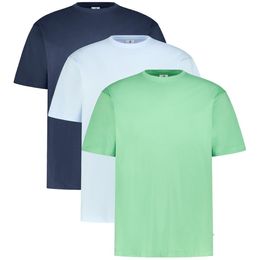 Gro&szlig;e Gr&ouml;&szlig;en Pfundskerl 3er-Pack Basic-T-Shirt, Rundhals Farbe dunkelblau/hellblau/mint Gr&ouml;&szlig;e: 3XL