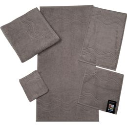 Seiftuch Ross "Cashmere feeling", grau (flanell), B:30cm L:30cm, Frottier, Baumwolle, Handt&uuml;cher, mit Wellen-Bord&uuml;re