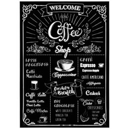 Wandtattoo Komar "Coffeeshop - Gr&ouml;&szlig;e 50 x 70 cm", schwarz (schwarz, wei&szlig;), B:50cm H:70cm, Folie, Wandtattoos, Wandtattoo, selbstklebend, Wandsticker
