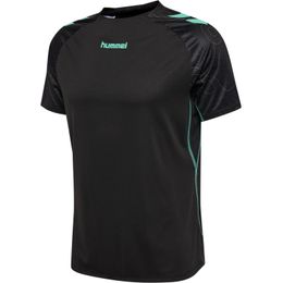 Trainingsshirt Hummel "HMLBLAZE 2.0 TRAINING JERSEY S/S", Gr. XXXL (58), schwarz, pool blau, Obermaterial: 100% Polyester, Shirts, fester Sitz, f&uuml;r Fitness und Sportmode, mit Bel&uuml;ftung