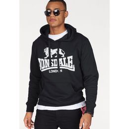 Kapuzensweatshirt Lonsdale "GOSPORT", Gr. L (52), schwarz, angeraute Sweatware, Obermaterial: 60% Baumwolle, 40% Polyester, unifarben, schmal kurz, Rippb&uuml;ndchen, Sweatshirts