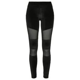 Leggings Urban Classics "Urban Classics Damen Ladies Velvet Tech Mesh Leggings", Damen, Gr. L, US-Gr&ouml;&szlig;en, schwarz, 92% Polyester, 8% Elasthan, unifarben, skinny fit, Hosen Leggings