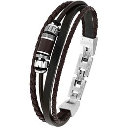s.Oliver Lederarmband Herren Gr&ouml;&szlig;e One Size braun / schwarz / silber