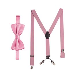 Massi Morino Hosentr&auml;ger-Set mit Fliege Herren Gr&ouml;&szlig;e XS/XXL rosa