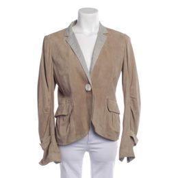 Brunello Cucinelli Lederjacke / Ledermantel Damen Gr&ouml;&szlig;e M beige
