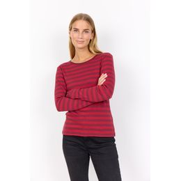 soyaconcept Damen Langarmshirt "SC-IRIDI 1", rot, Gr. M, gestreift, Single Jersey, Obermaterial: 94% Baumwolle, 6% Elasthan, Shirts