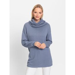 Heine Damen Longpullover "Longpullover", blau, Gr. 36, unifarben, 50% Baumwolle, 50% Polyacryl, Pullover