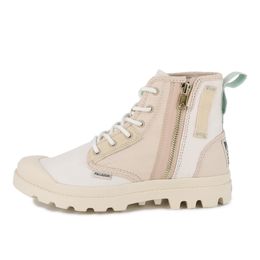 Palladium Damen Schn&uuml;rboots "PAMPA DETROIT ZIP SU", Gr. 41,5, beige, Textil, Schuhe, Schn&uuml;rstiefel, Schn&uuml;rstiefelette aus Canvas mit Rei&szlig;verschluss