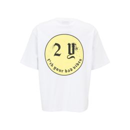 2Y STUDIOS Herren T-Shirt "2Y Studios Herren Smiley Oversize Tee", wei&szlig;, Gr. XS, bedruckt, 100% Baumwolle, Shirts