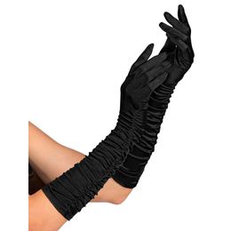 Dirndline Fingerhandschuhe 'Satin-Handschuhe in Raffoptik, lang' Damen Gr&ouml;&szlig;e XS/XL schwarz