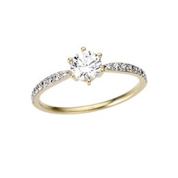 Firetti Damen Goldring "Schmuck Geschenk Gold 333 Vorsteckring, Verlobungsring", 16, Gelbgold 333, 1,5mm, wei&szlig;, Gelbgold 333, Fingerringe, mit